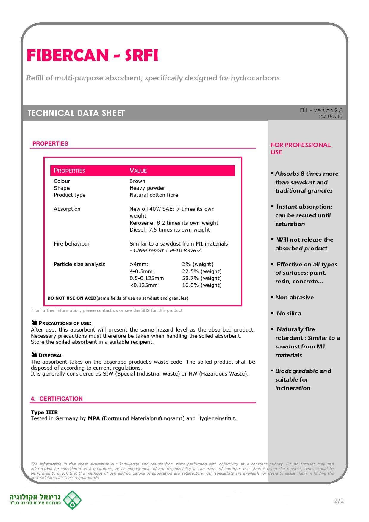 תפזורת ספיגה- Fibercan - מסדרת Gold & Black